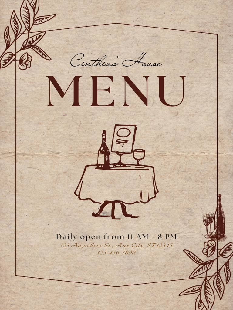 Cinthia's House Menu and Prices | PDF