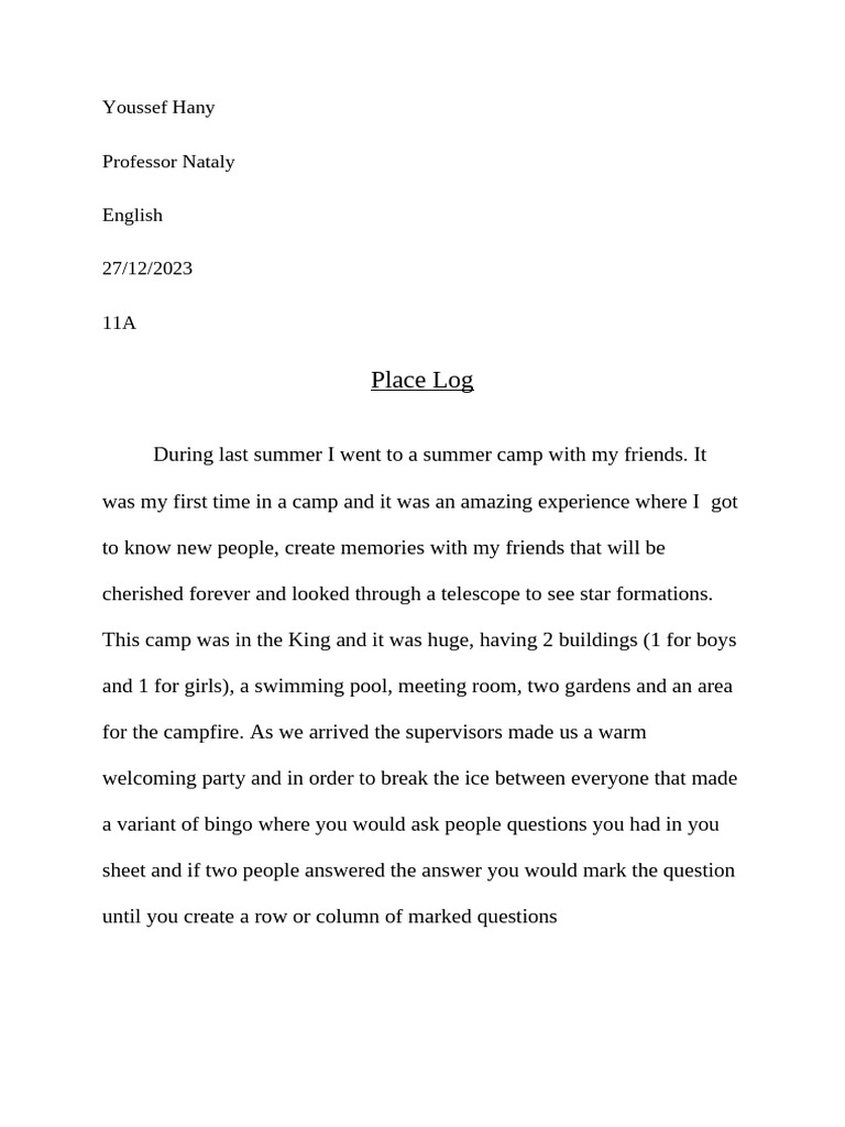 Place Log | PDF