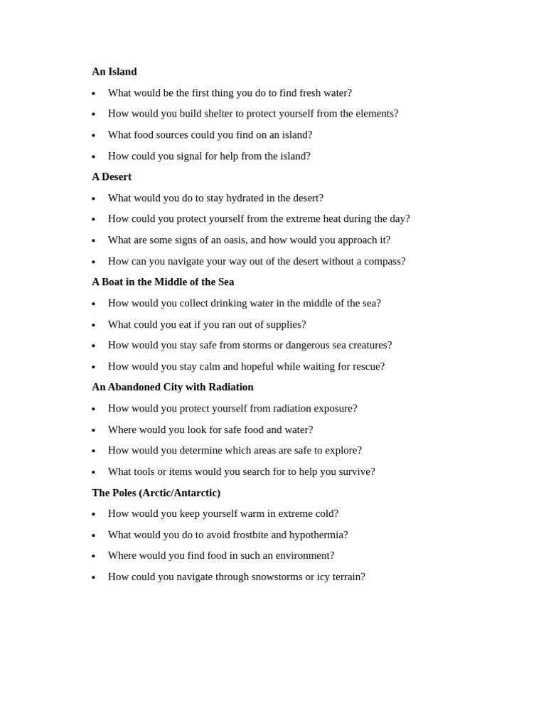 Survival Questions | PDF