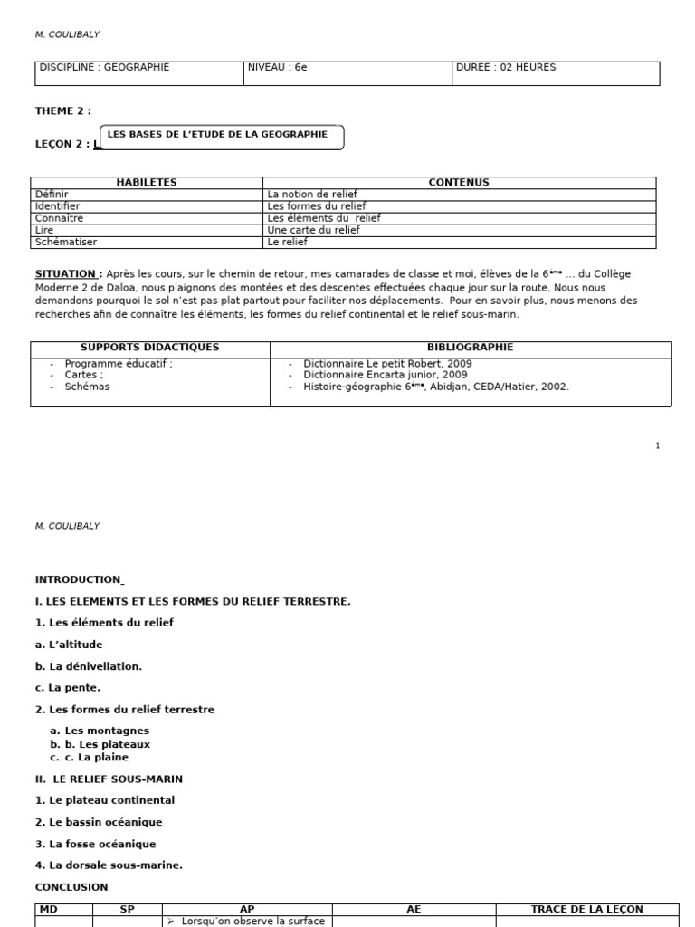 Les Formes du Relief Terrestre | PDF | Relief (géomorphologie) | Montagnes