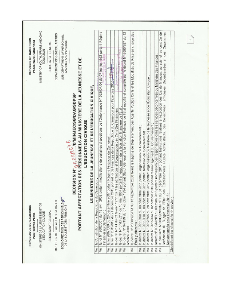 Affectation Injs Cenajes 2015 | PDF