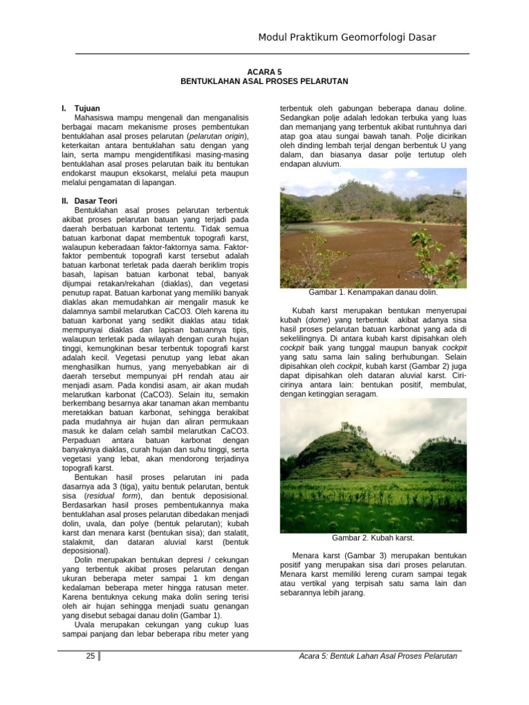 Bentuk Lahan Proses Pelarutan Karst | PDF