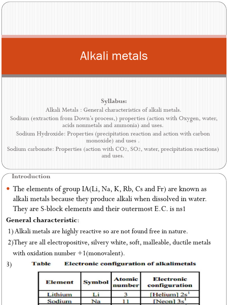 Alkali-metals | PDF | Sodium Carbonate | Sodium