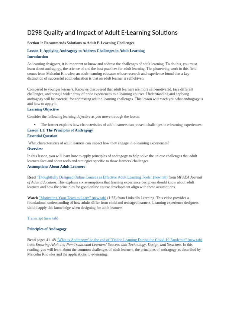 D298 | PDF | Educational Technology | Learning