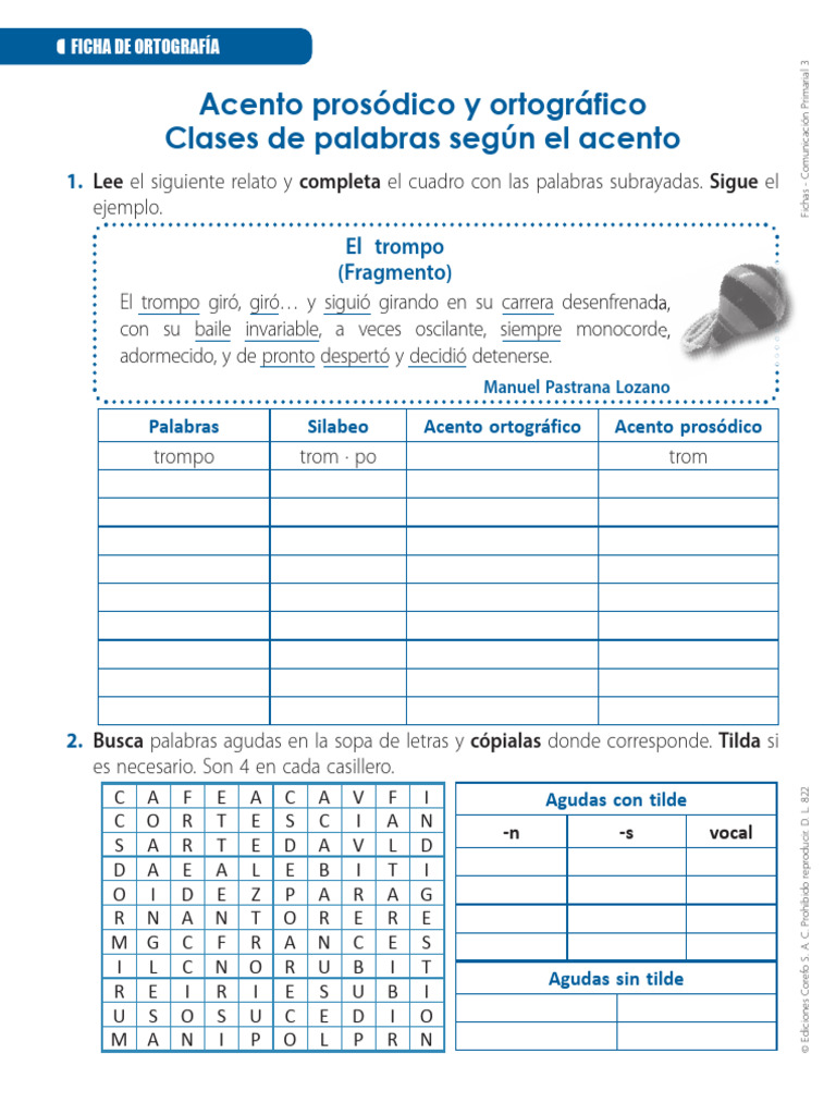 Acento Prosódico y Ortográfico en Primaria | PDF