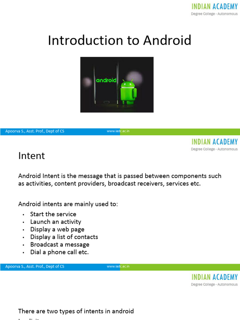 Understanding Android Intents and Components | PDF | Debugging | Android (Operating System)