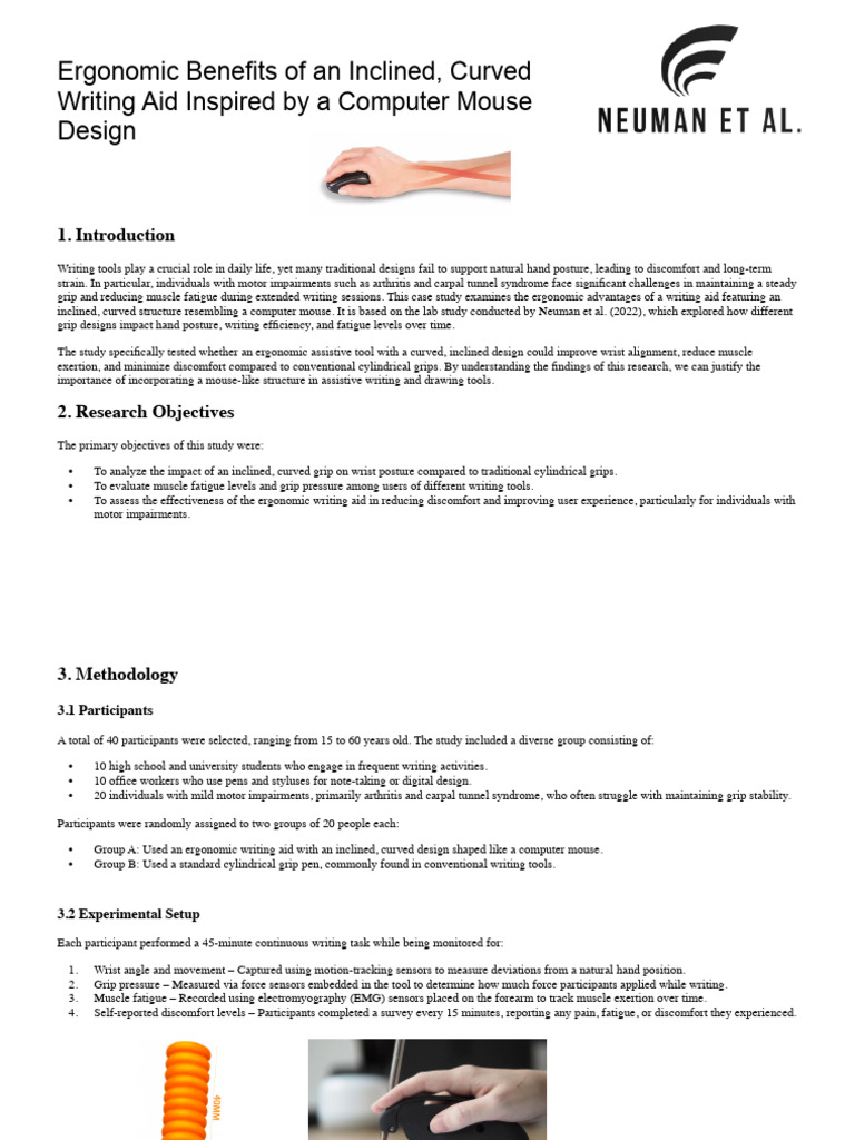 Ergonomic Benefits of An Inclined, Curved Writing Aid | PDF | Hand ...