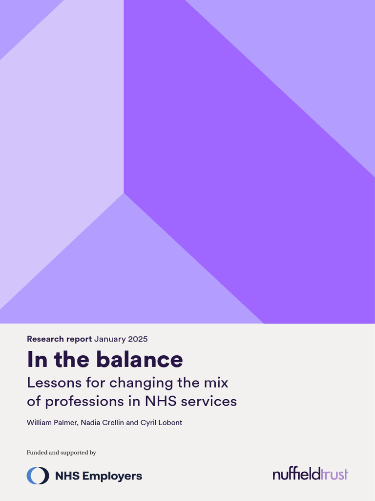 in The Balance: Lessons For Changing The Mix of Professions in NHS ...