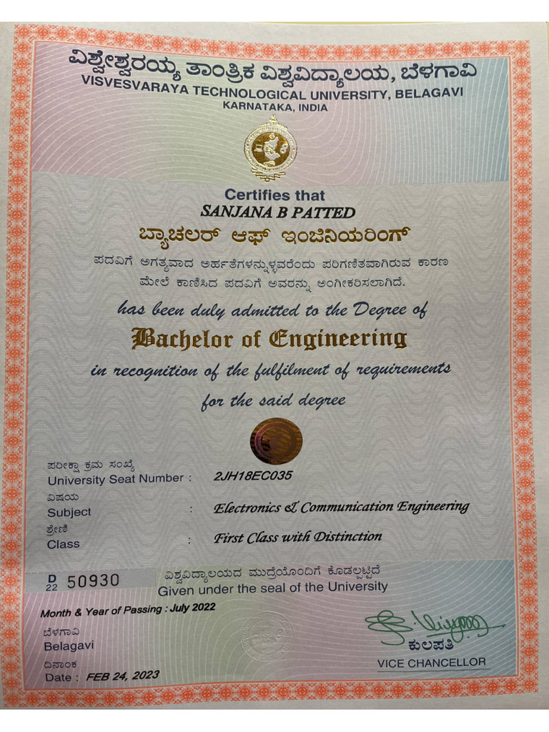 DegreeCertificate Sanjana | PDF