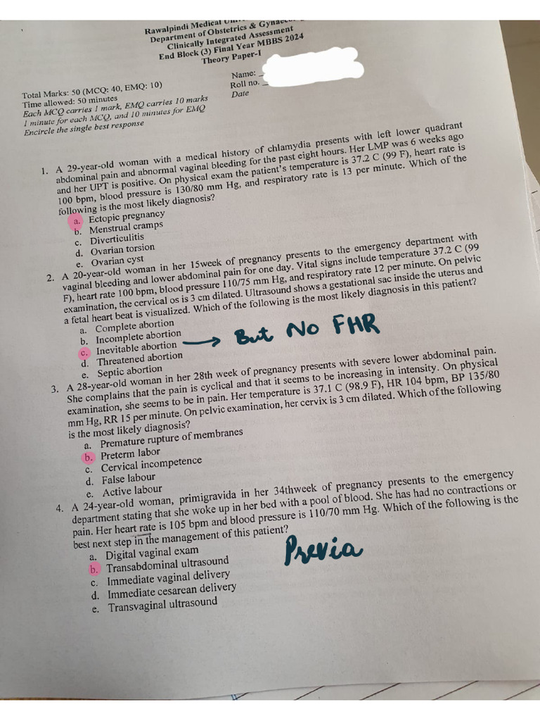 EBE 3 Gynae OBS Solved | PDF