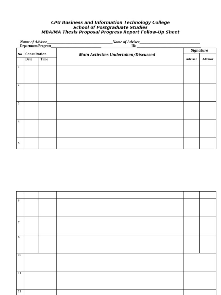 Thesis Progress Report Format | PDF