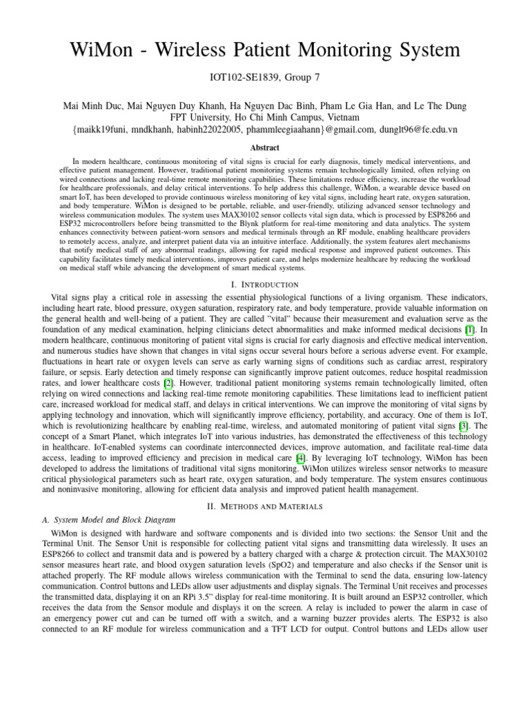 IOT102 Final Project Report Group 7 | PDF | Monitoring (Medicine ...