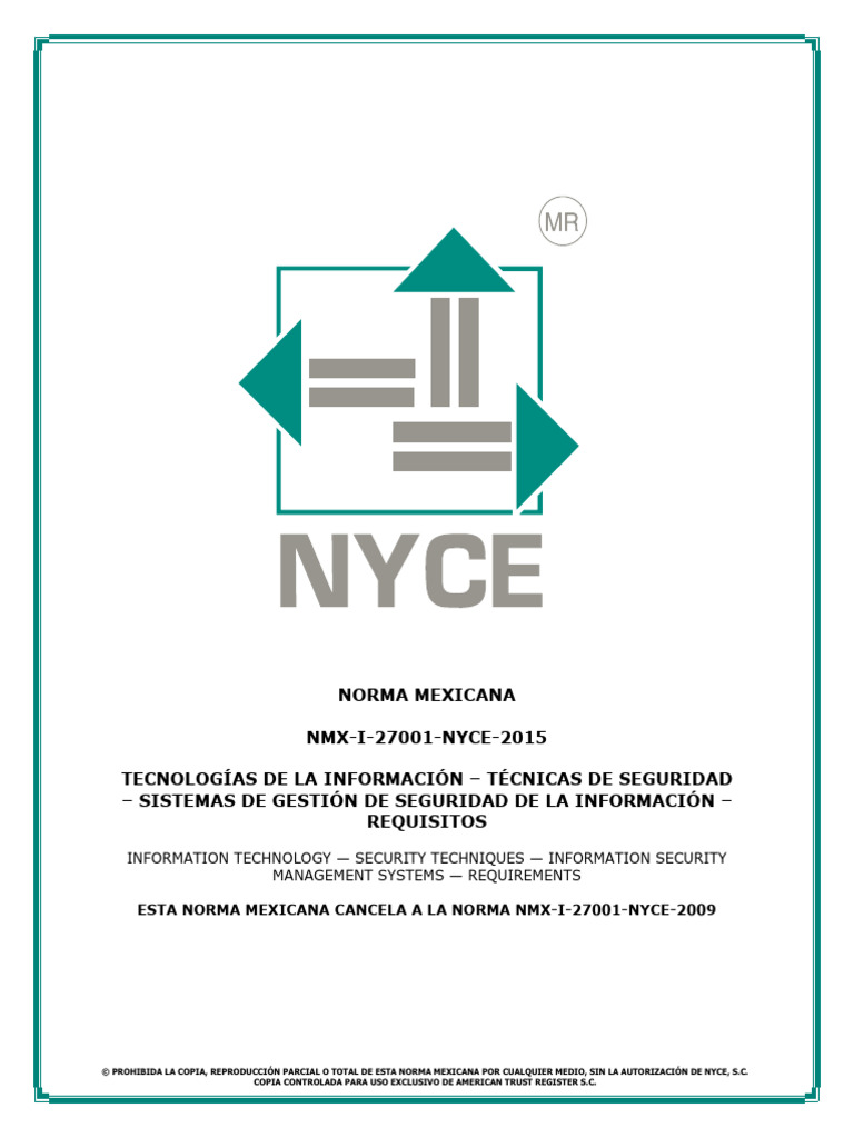 01 - NMX I 27001 Nyce 2015 - Atr | PDF | La seguridad informática ...