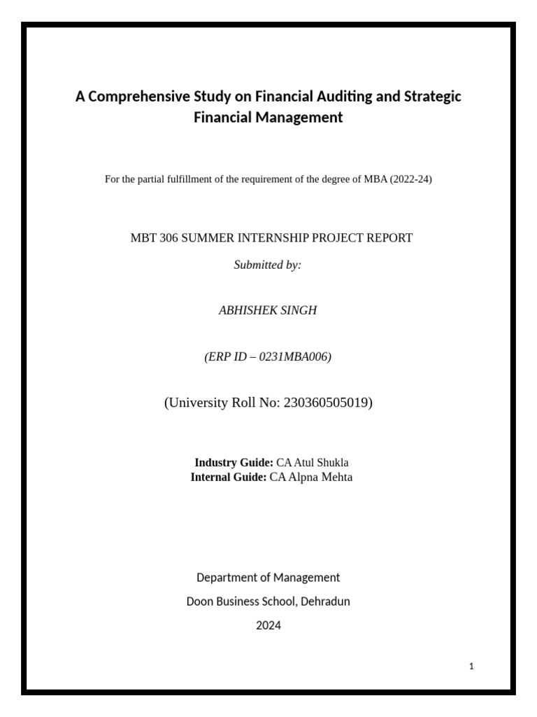A Comprehensive Study On Financial Auditing and Strategic Financial ...