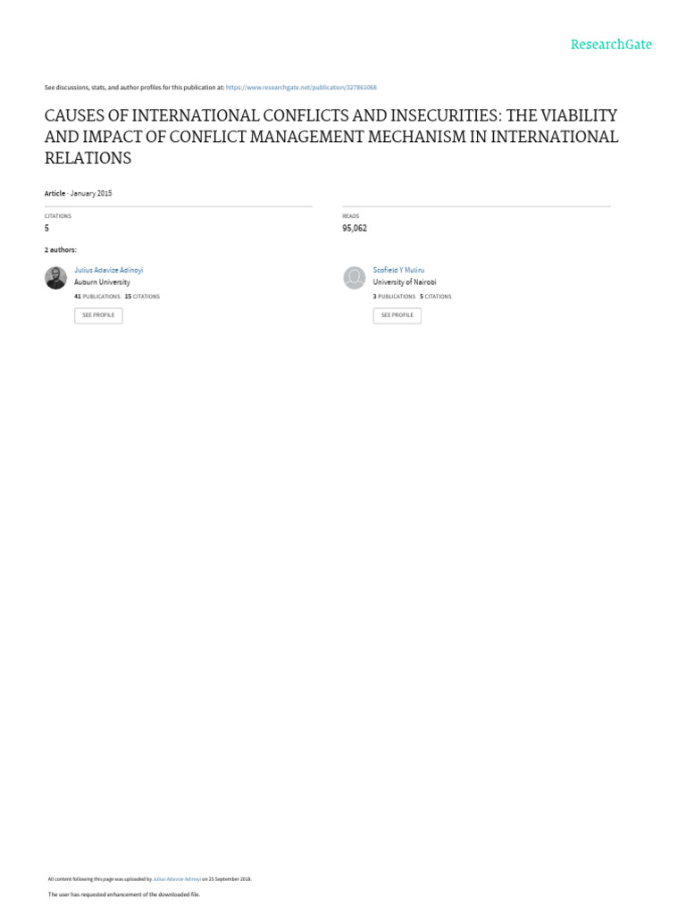 Causes of International Conflicts Explained | PDF | African Union ...