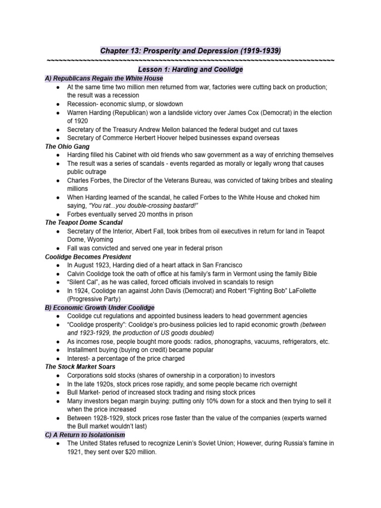 Chapter 13 - Prosperity and Depression (1919-1939) | PDF | Zelda ...