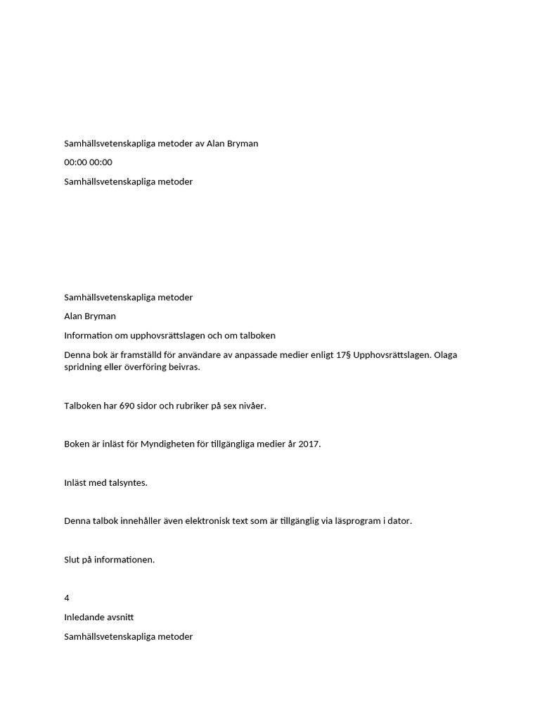 Samhällsvetenskapliga Metoder Av Alan Bryman | PDF