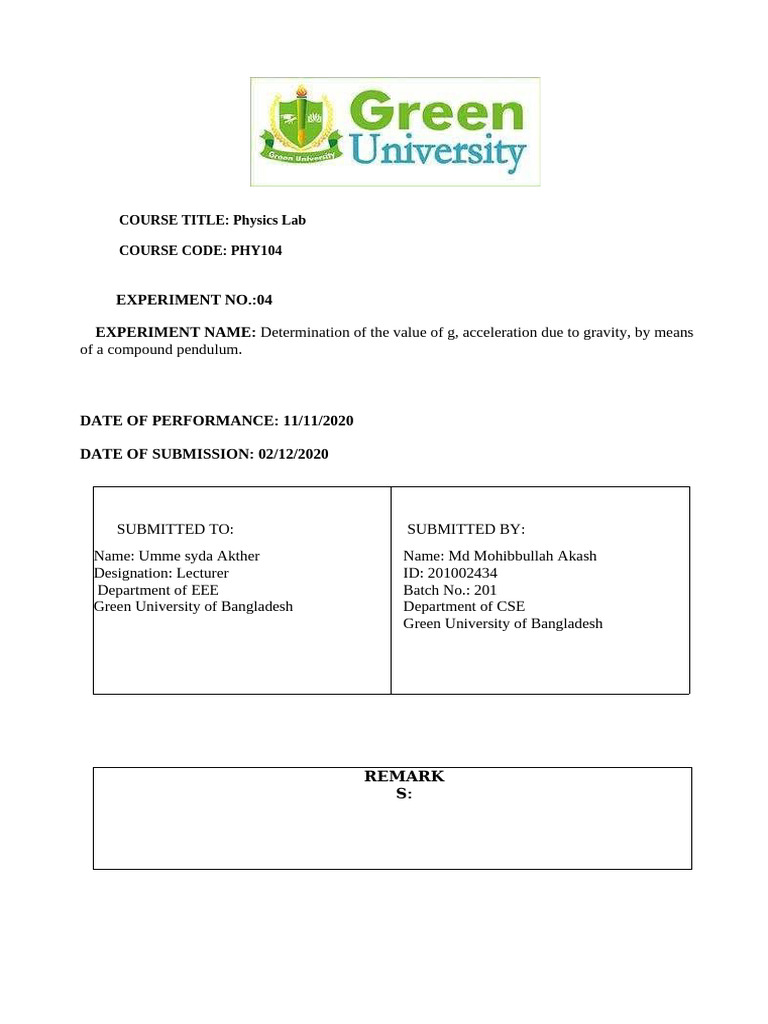 Ex-04 201002434 Phy104 DG | PDF | Physical Phenomena | Physics