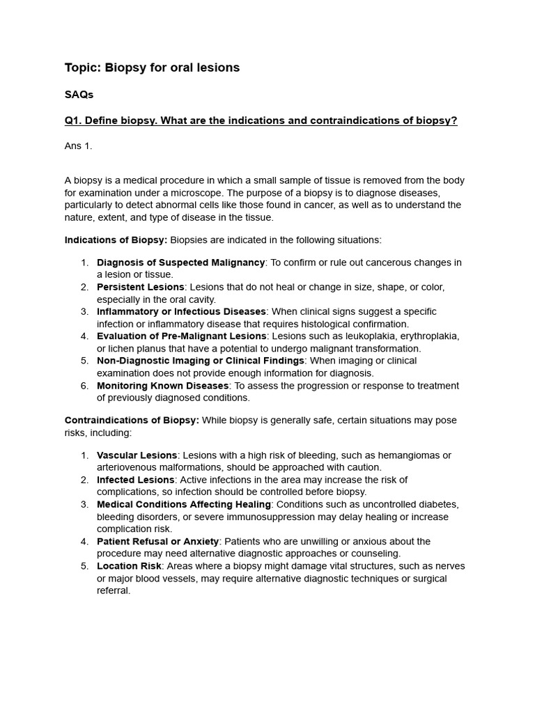 Biopsy Ques | PDF | Staining | Biopsy
