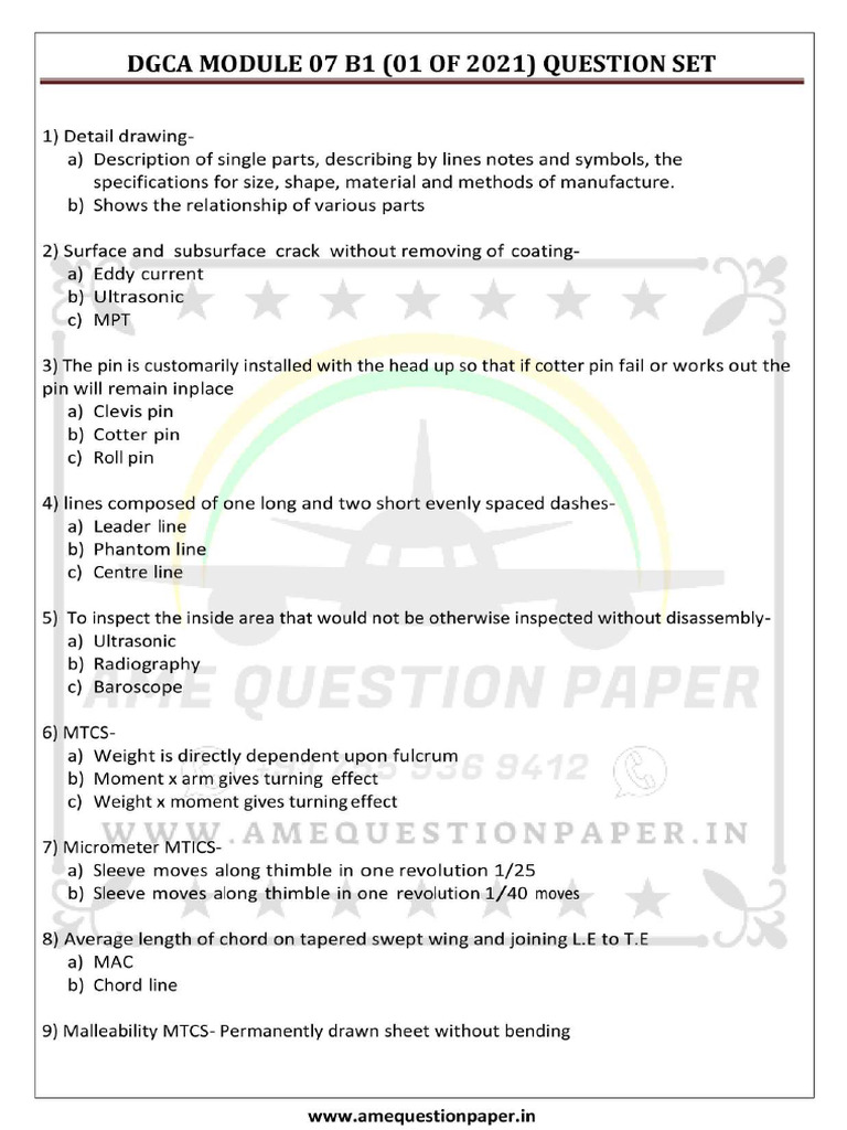 DGCA MODULE 07 B1 (01 OF 2021) QUESTION SET | PDF