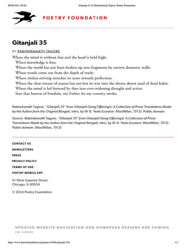 Gitanjali 35 by Rabindranath Tagore - Poetry Foundation | PDF