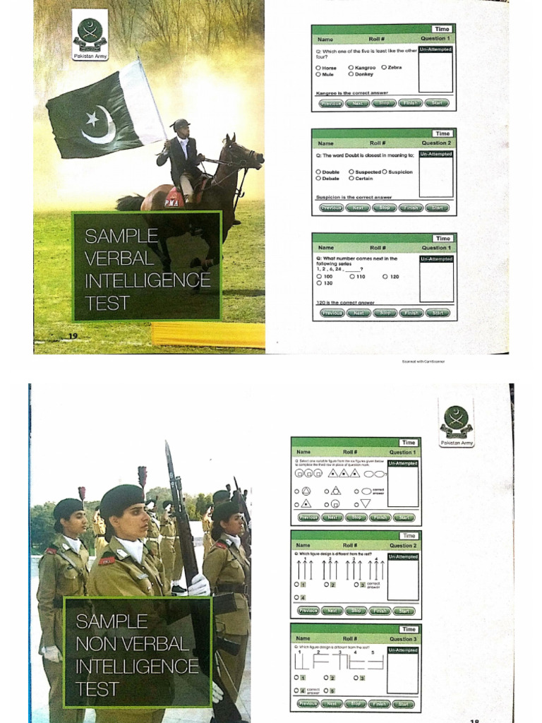E-Testing Sample Pakistan Army Computrized Test | PDF