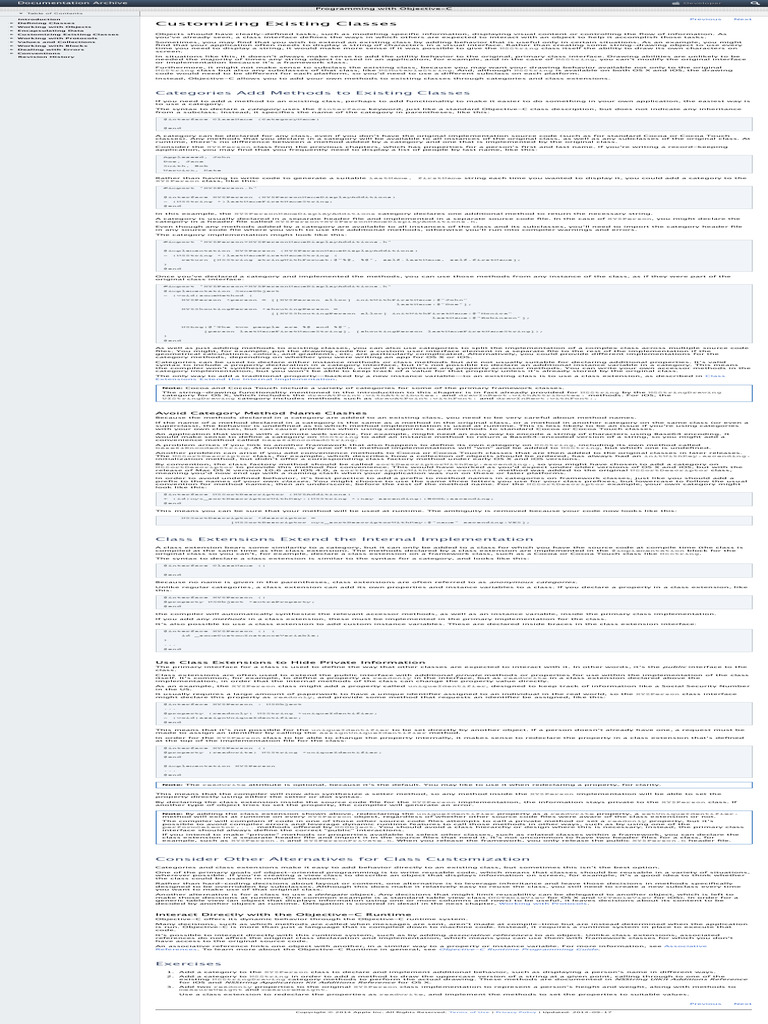 Customizing Existing Classes Pdf Class Computer Programming Objective C