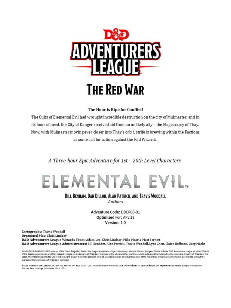 DDEP00-01 The Red War T3 | PDF | Dungeons & Dragons | Wizards Of The Coast