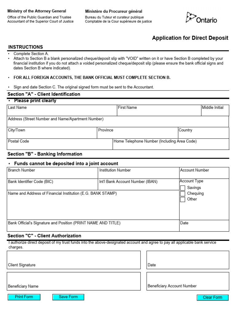 Application For Direct Deposit | PDF | Banks | Cheque