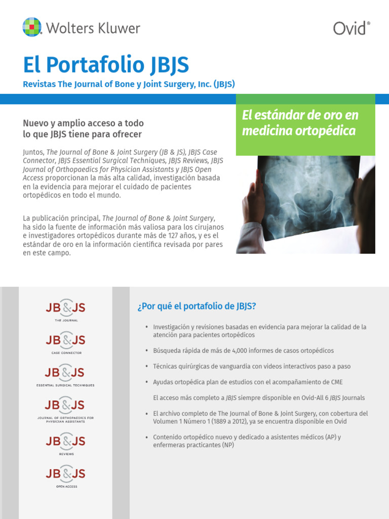 Factsheet Journal of Bone and Joint Surgery Jbjs Portfolio Es | PDF ...