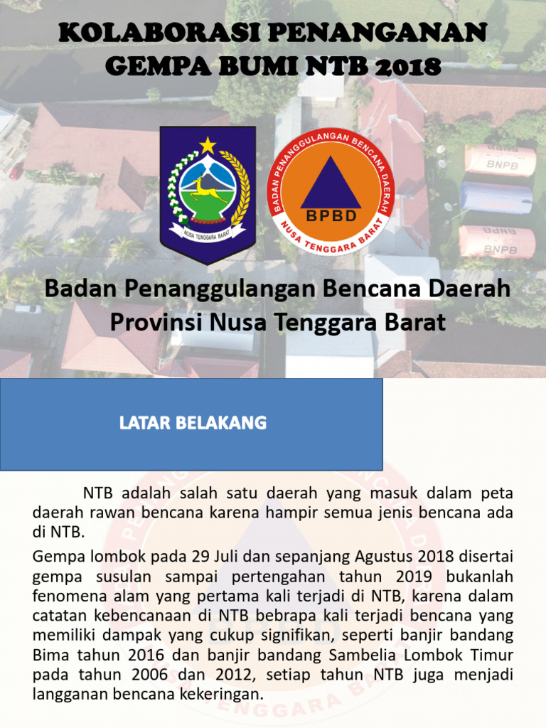 NTB_BPBD_20191126 KOLABORASI PENANGANAN GEMPA | PDF