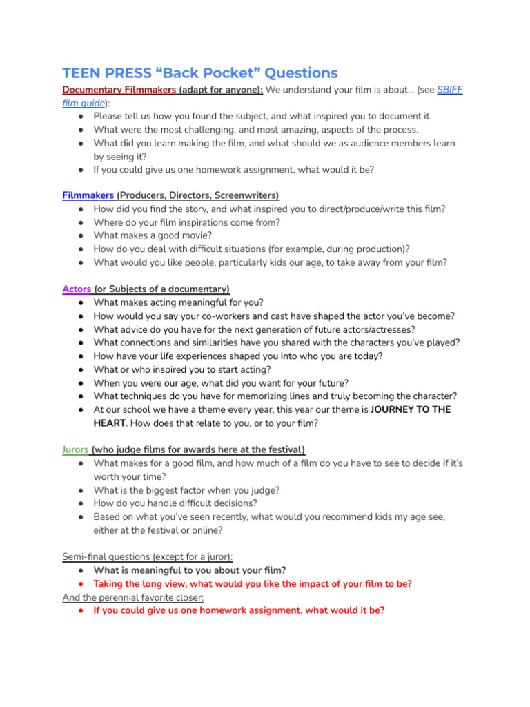 Back Pocket Questions - v50 | PDF