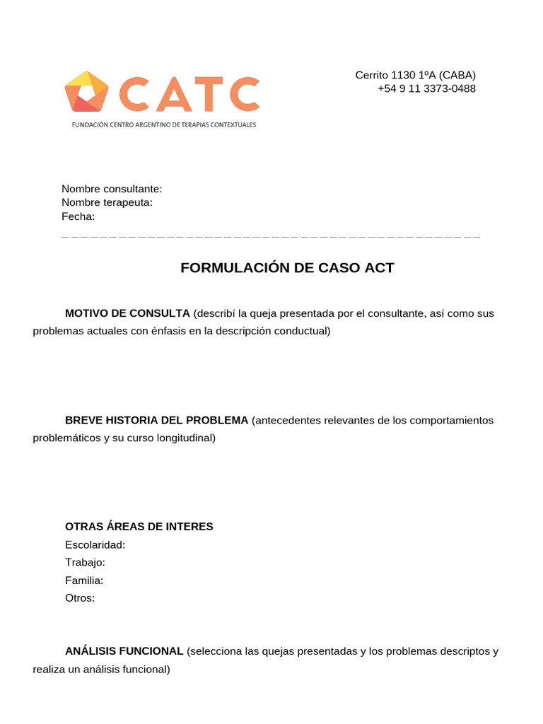 Formulación de Caso ACT | PDF