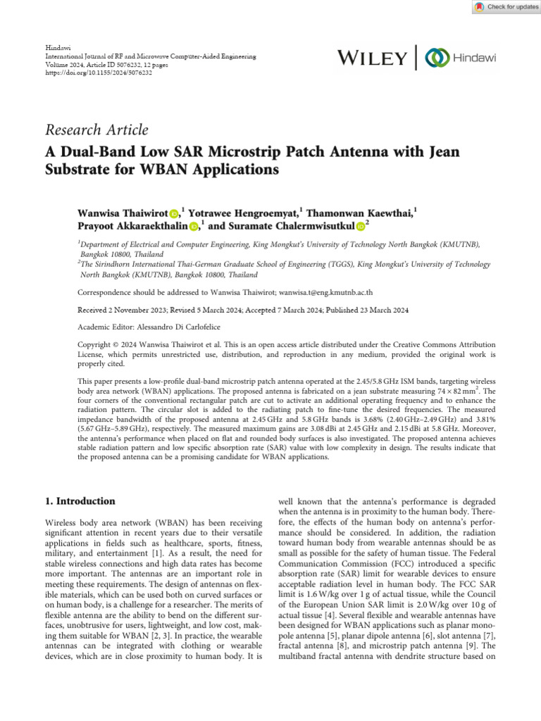 International Journal of RF and Microwave Computer-Aided Engineering - 2024 - Thaiwirot - A Dual ...