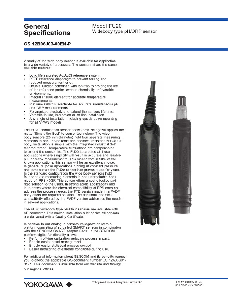 Sensor PH FU20 - 20-T1-NPT | PDF
