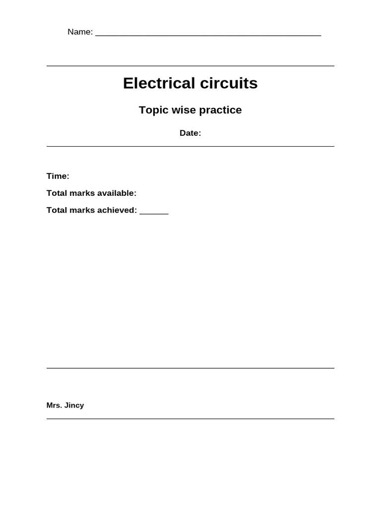 Electrical Circuits-Topic Wise practice-QP | PDF | Photoelectric Effect | Resistor