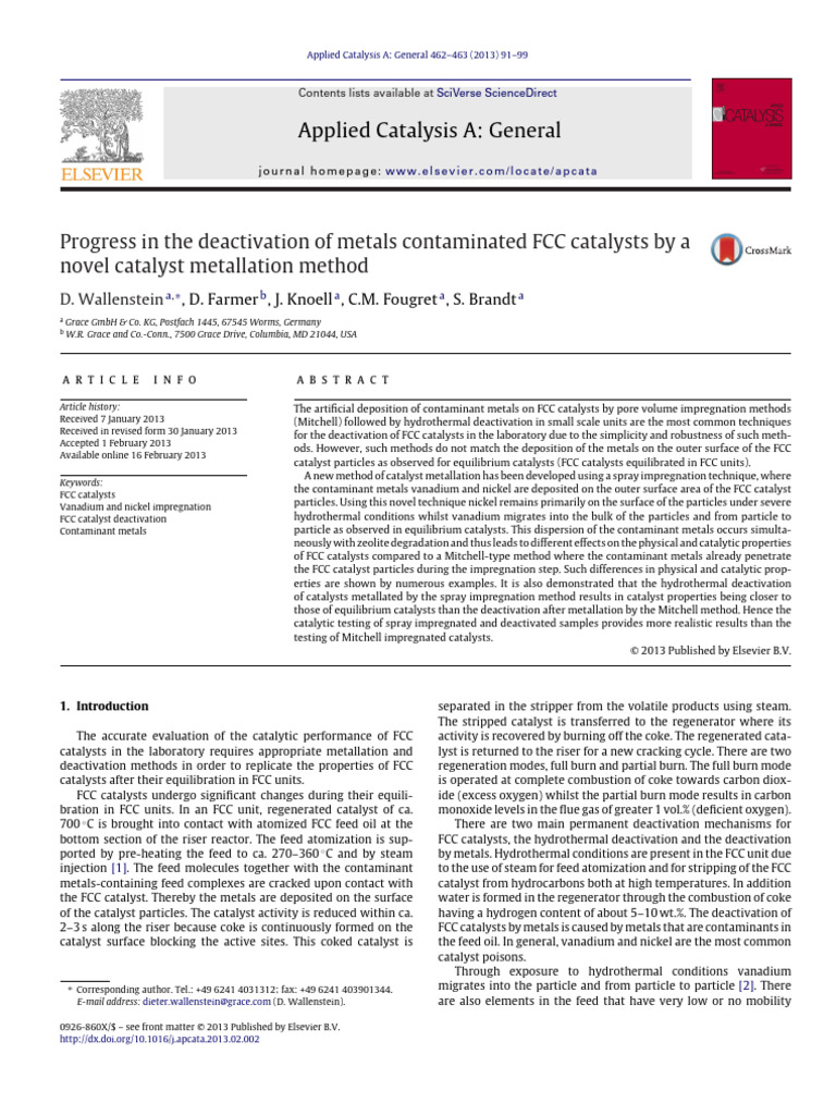 Novel Metallation Method for FCC Catalysts | PDF | Catalysis | Scanning ...