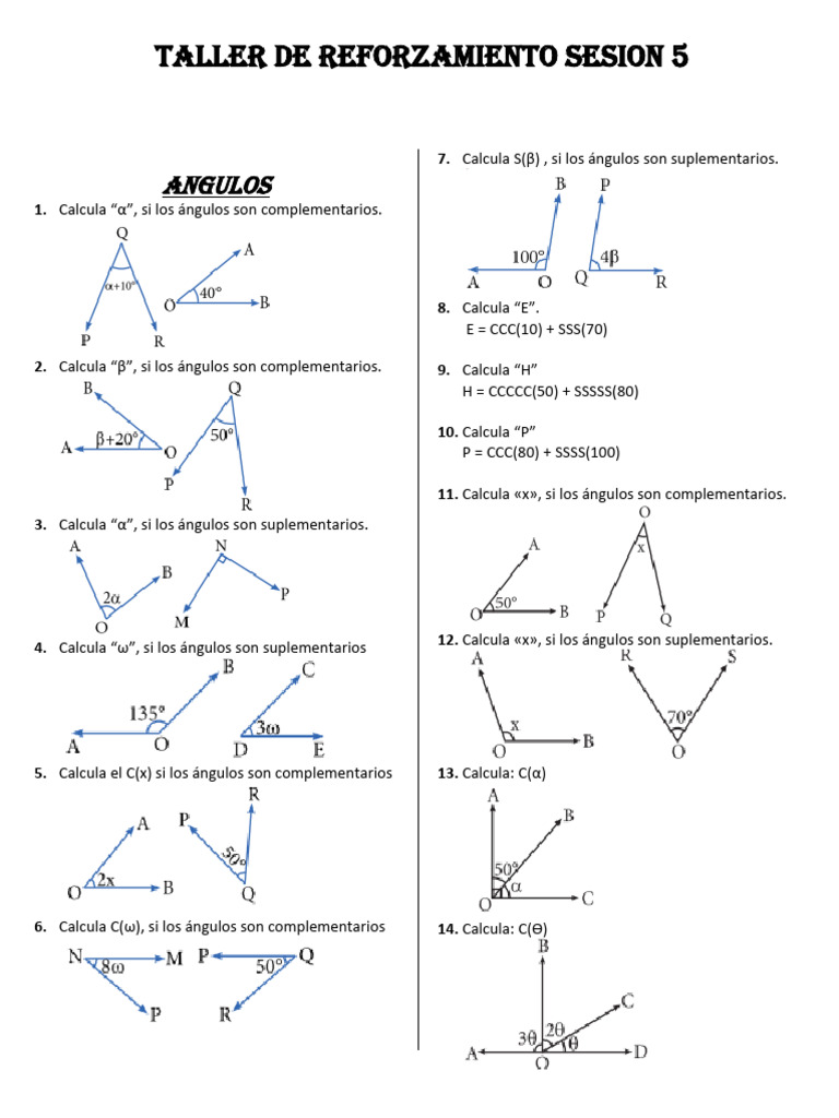 5P - Angulos Clasificacion Segun Su Suma | PDF