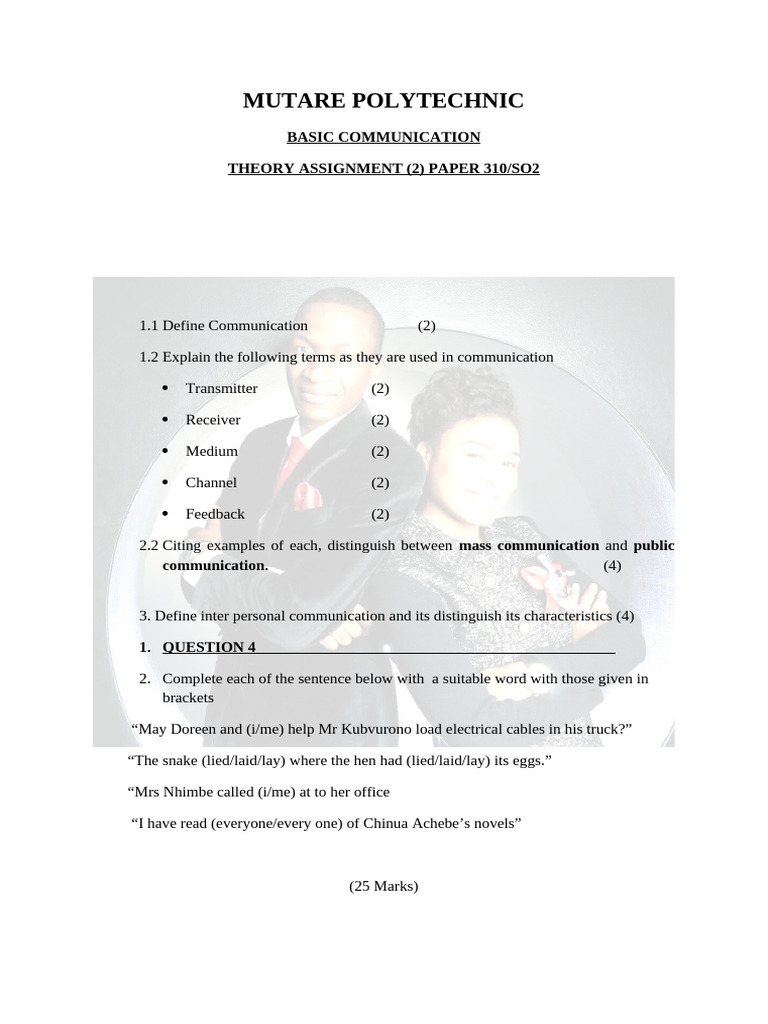 Basic Communication Theory Assignment | PDF