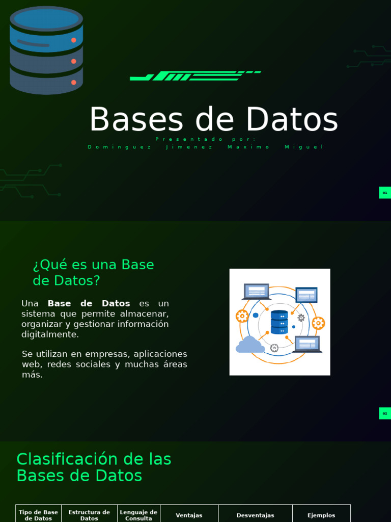 Presentacion de B.D. | PDF | SQL | Bases de datos