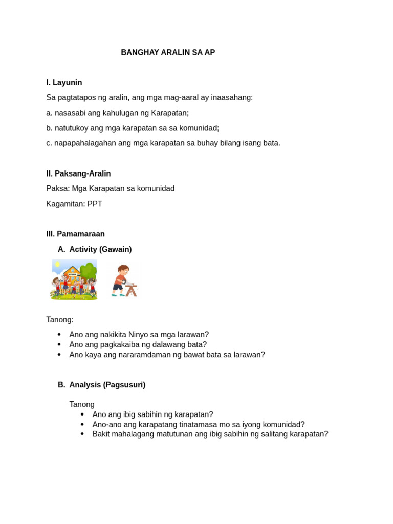 BANGHAY ARALIN SA Ap | PDF