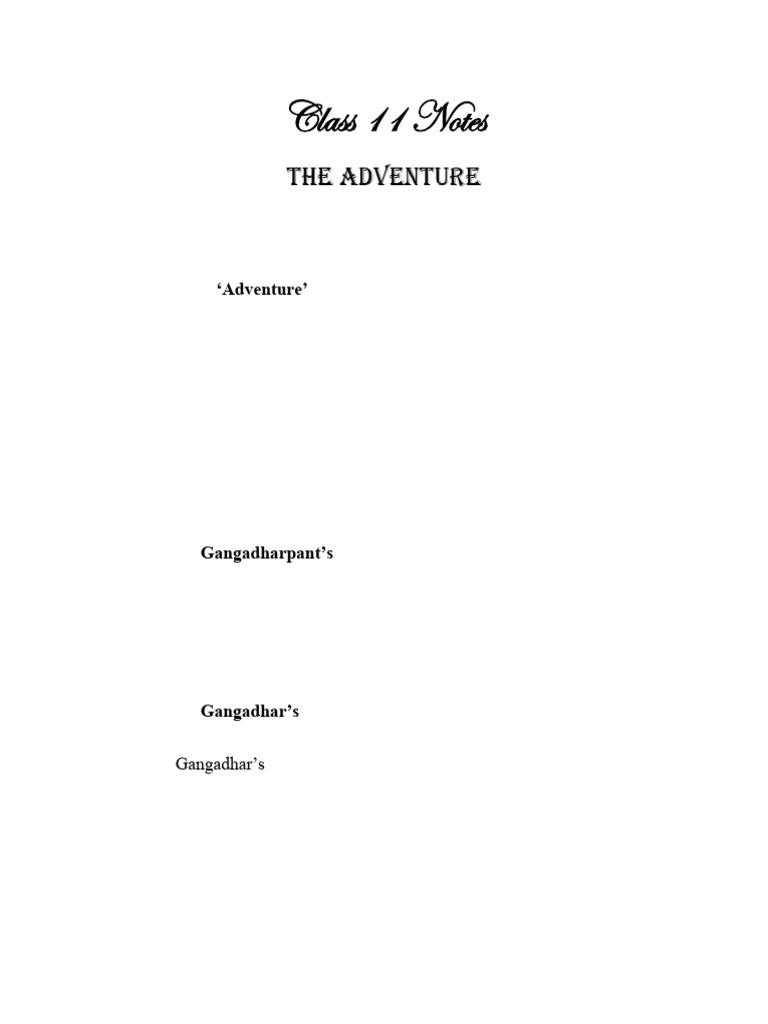 Adventure Insights from Class 11 Notes | PDF