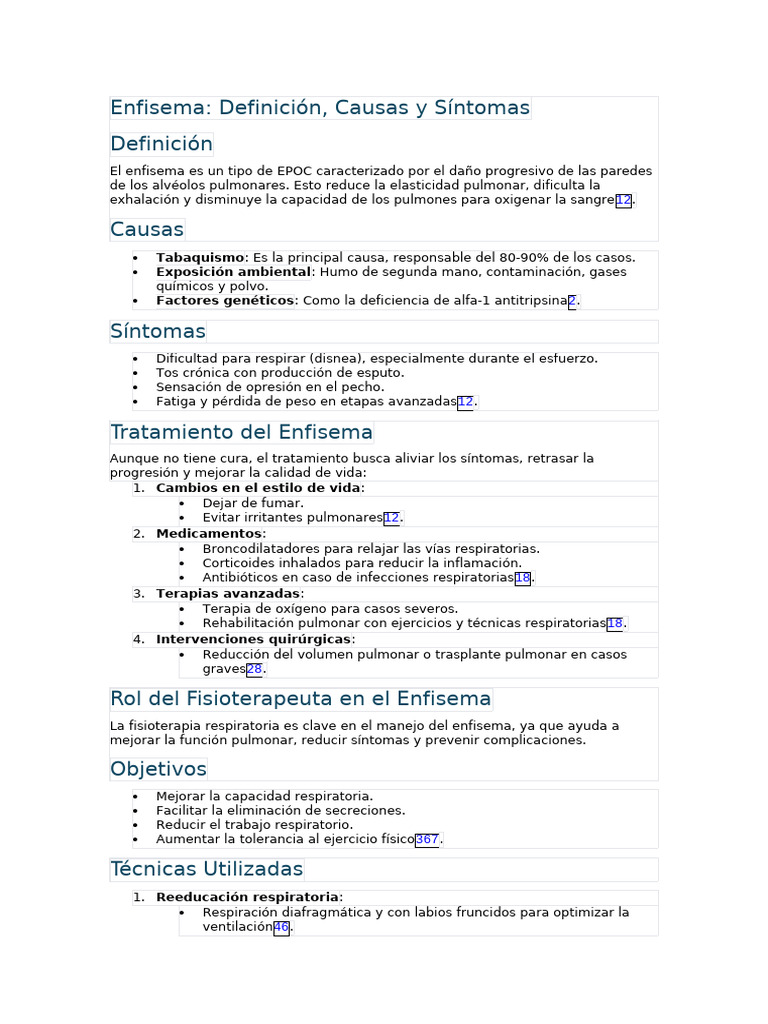Enfisema: Causas, Síntomas y Tratamiento | PDF | Enfermedad pulmonar ...