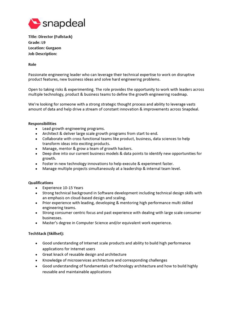 Director - Fullstack (Buyer Platform) | PDF | Engineering | Cloud Computing