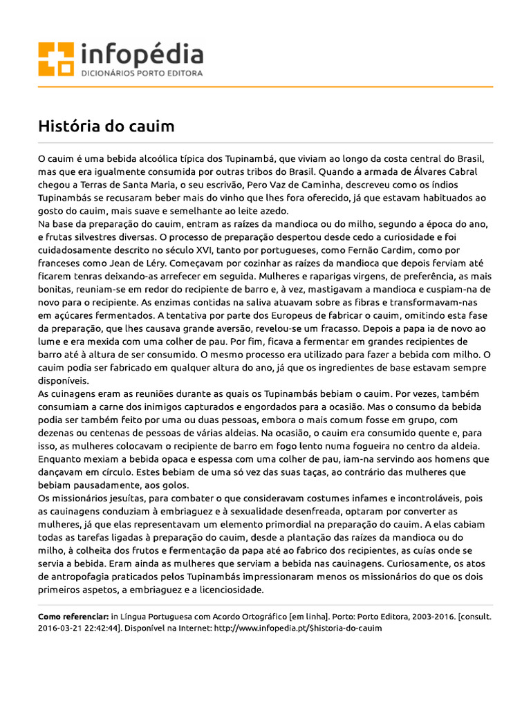 História do cauim | PDF