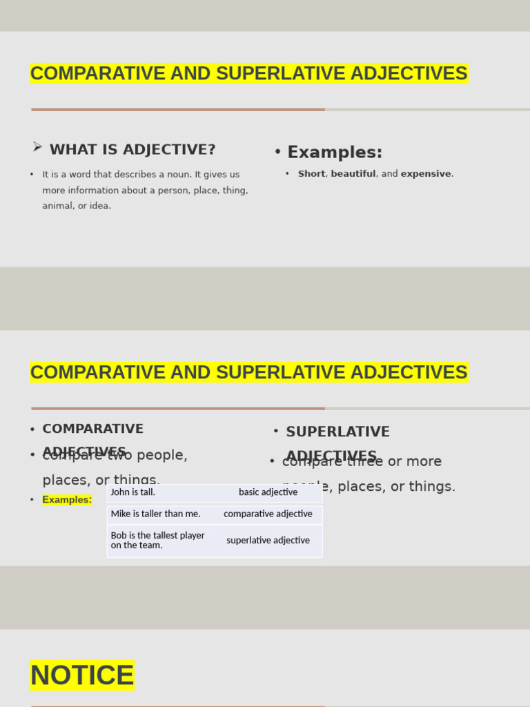 Comparative & Superlative Adjectives | PDF | Adjective | Semantic Units