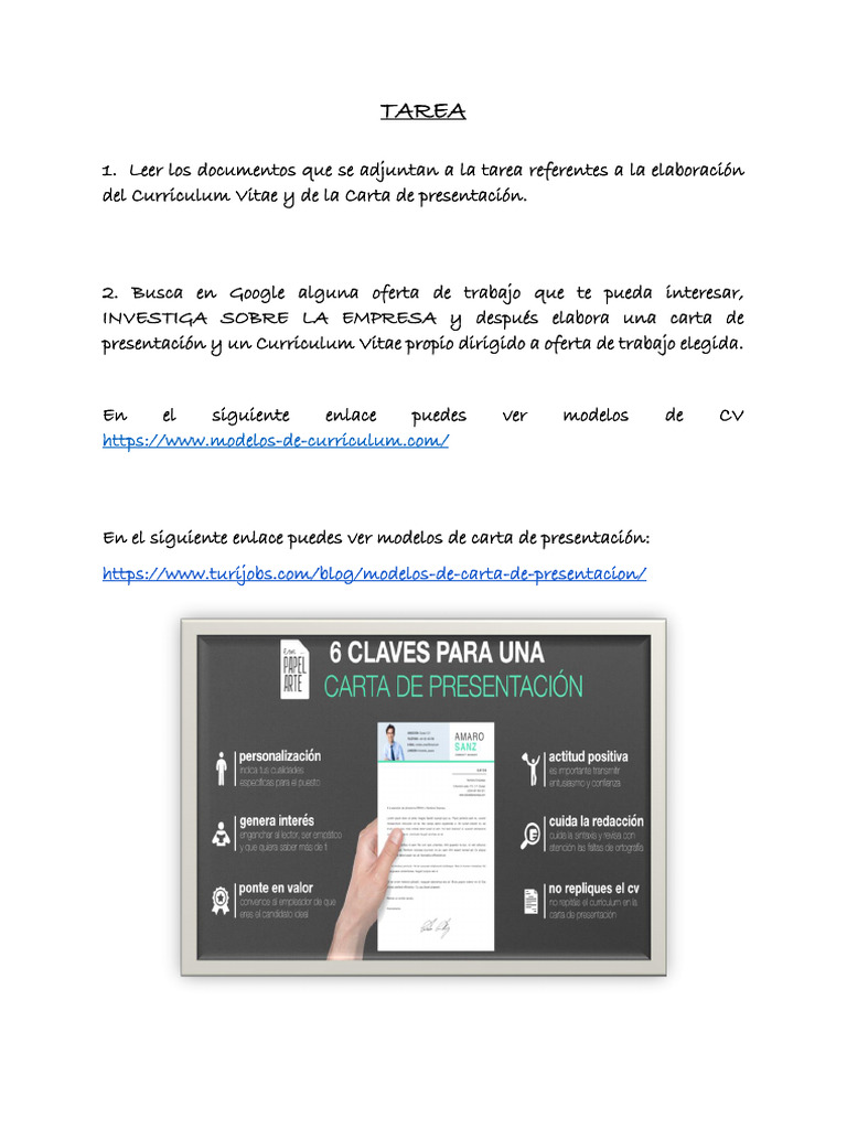 Trabajo CV - Carta de Presentación | PDF