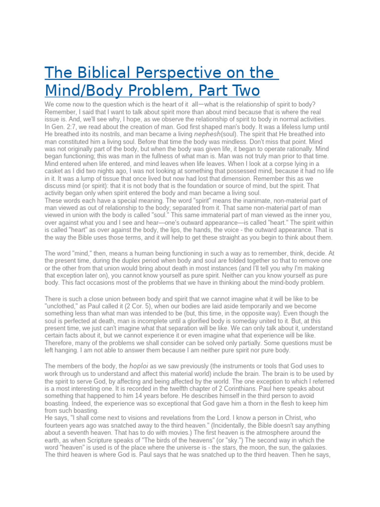 Biblical Insights on Spirit and Body | PDF | Jesus | Paul The Apostle
