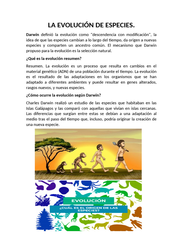 La Evolución de Especies | PDF
