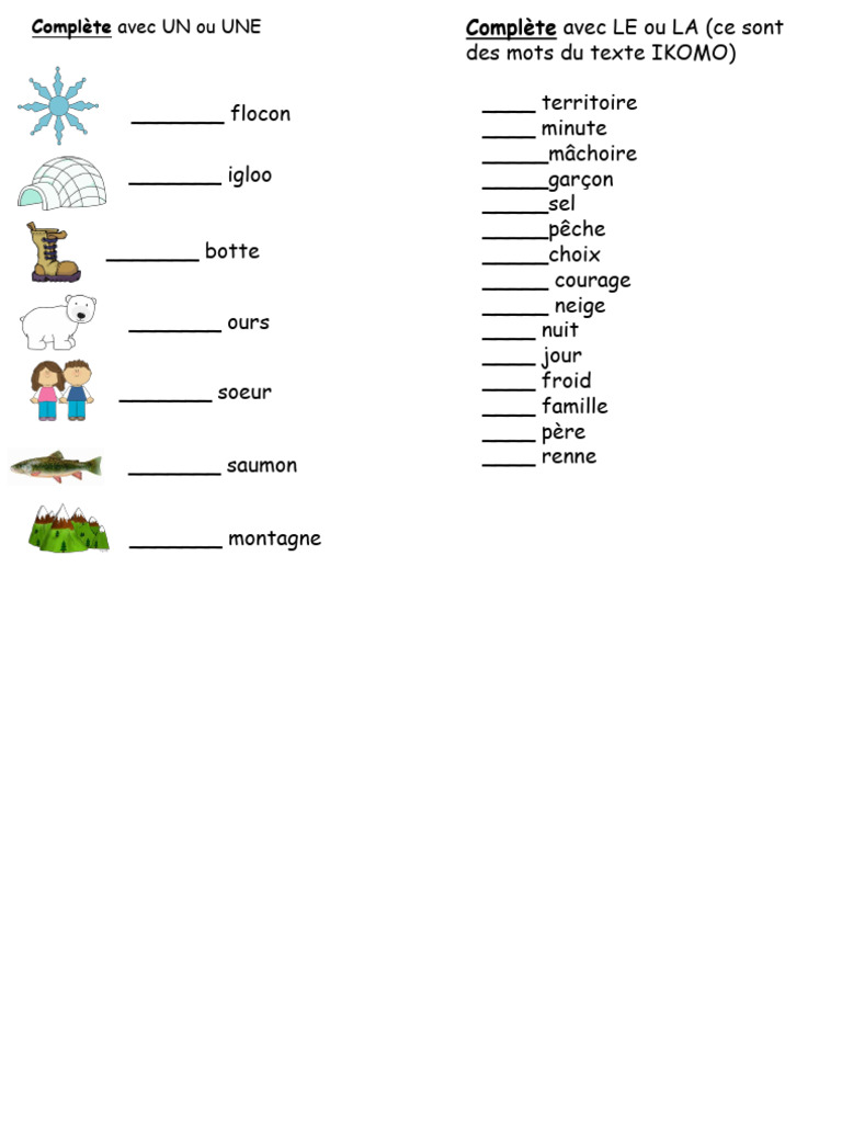 Exercices de grammaire : articles définis et indéfinis | PDF